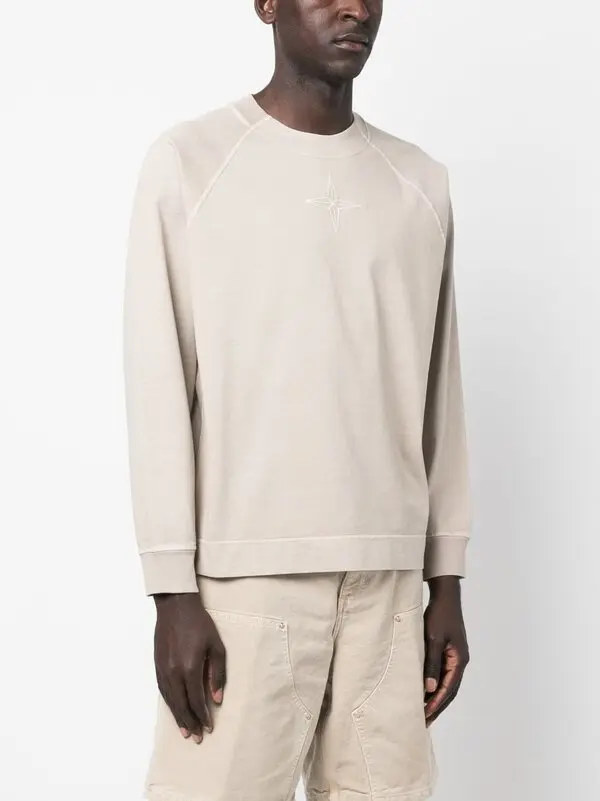 Stone Island Logo-embroidered Cotton Sweatshirt - Neutrals