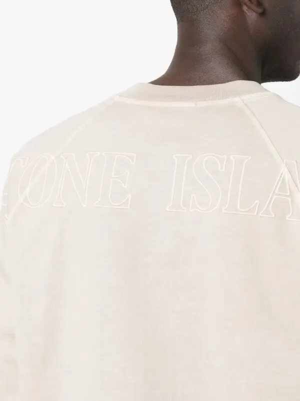 Stone Island Logo-embroidered Cotton Sweatshirt - Neutrals