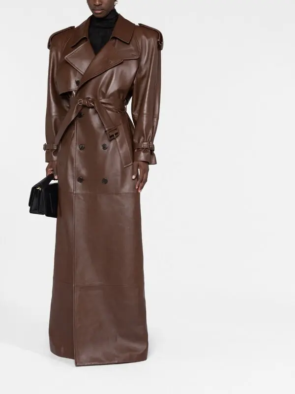 Saint Laurent Double-breasted Leather Trench Coat