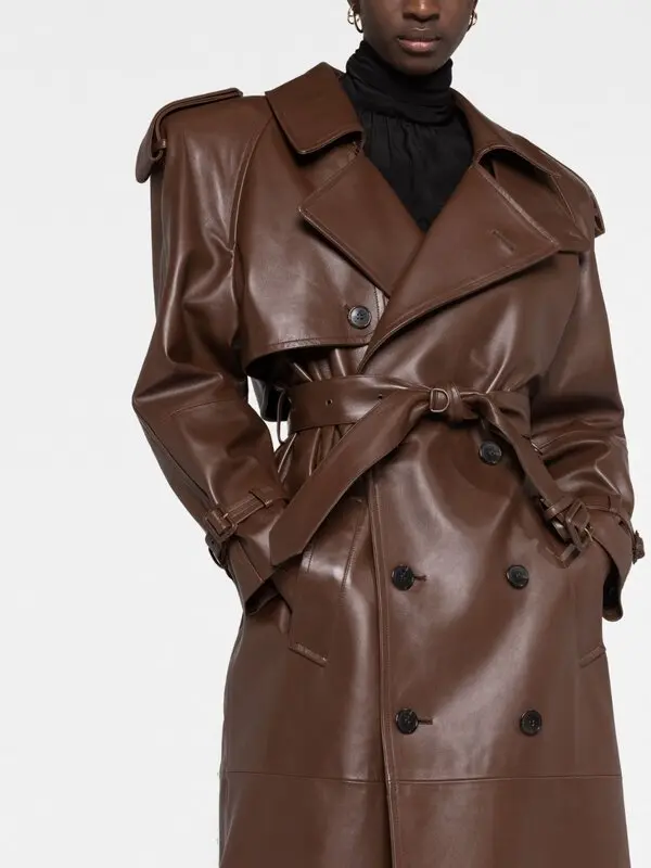 Saint Laurent Double-breasted Leather Trench Coat