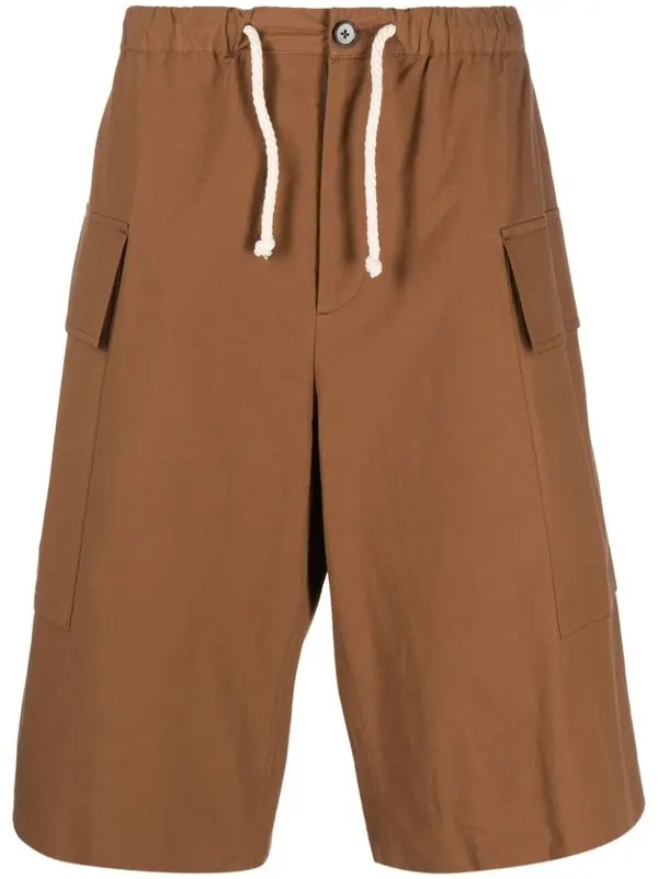 JIL SANDER Cargo Cotton Shorts - Brown