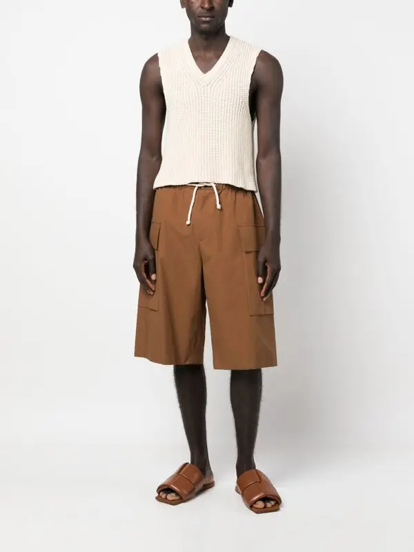 JIL SANDER Cargo Cotton Shorts - Brown
