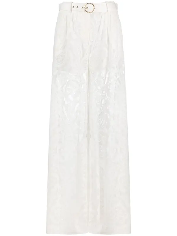 Zimmermann Wonderland Lace Wide-leg Trousers