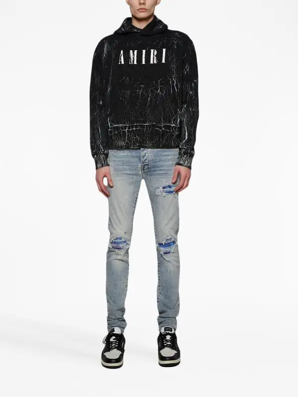 Amiri Cracked Logo Print Hoodie