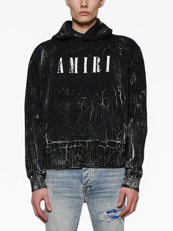 Amiri Cracked Logo Print Hoodie
