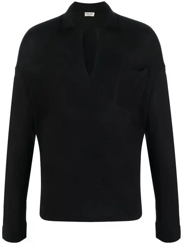 Saint Laurent V-neck Long-sleeve Sweatshirt
