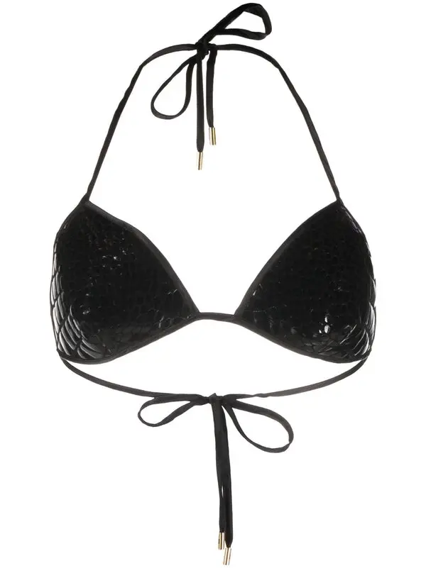 TOM FORD Crocodile-effect Leather Bralette Top