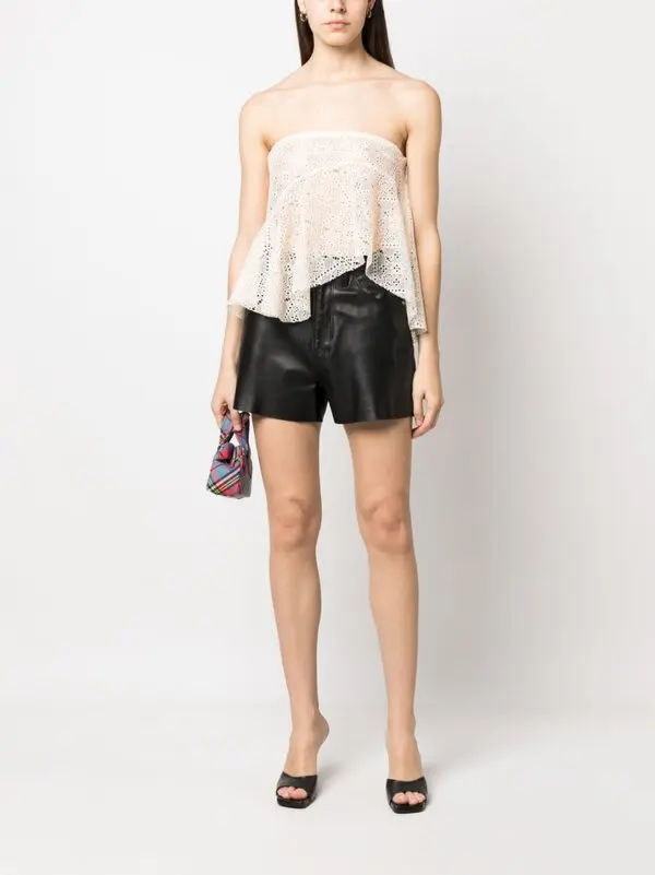 Dsquared2 Broderie-anglaise Draped Strapless Top