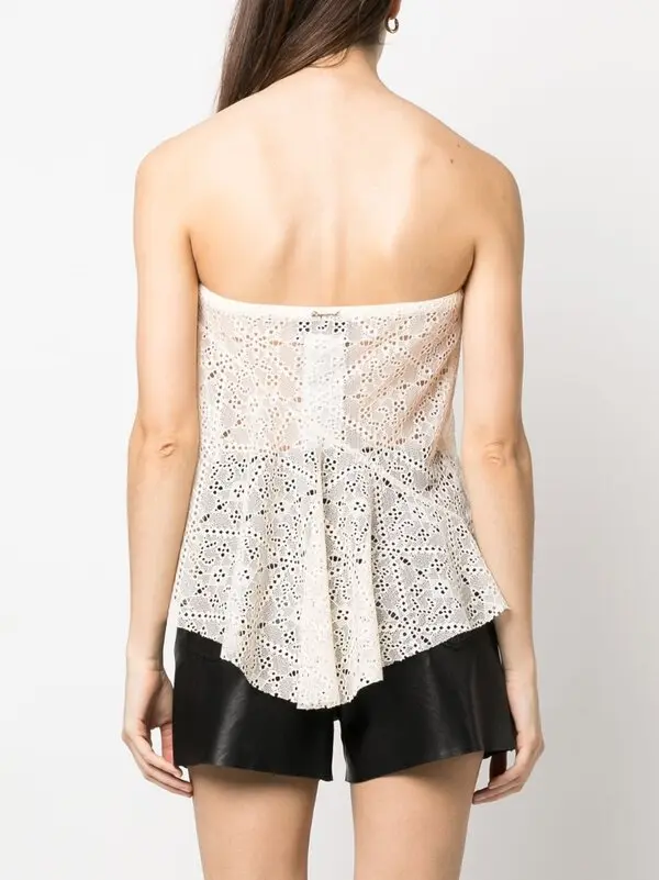 Dsquared2 Broderie-anglaise Draped Strapless Top