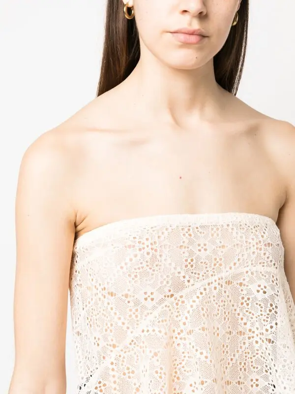 Dsquared2 Broderie-anglaise Draped Strapless Top