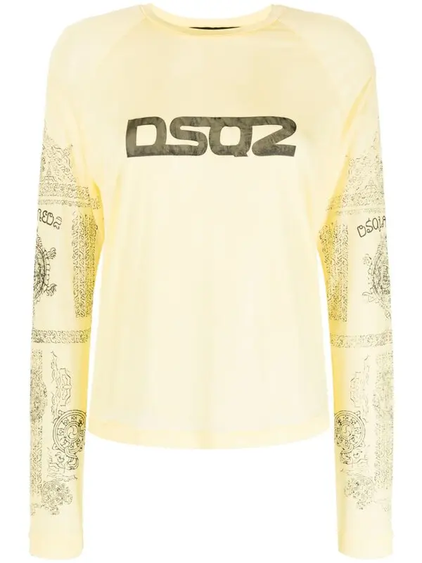 Dsquared2 Logo-print Long-sleeve Top - Yellow