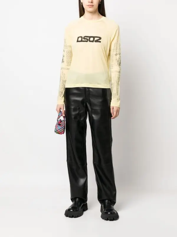 Dsquared2 Logo-print Long-sleeve Top - Yellow