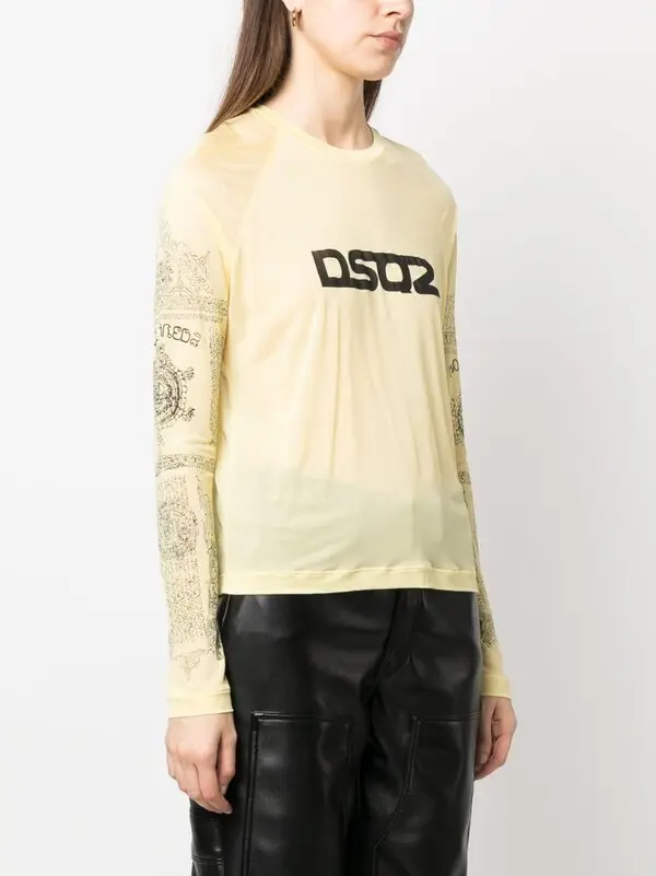 Dsquared2 Logo-print Long-sleeve Top - Yellow