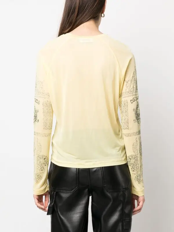 Dsquared2 Logo-print Long-sleeve Top - Yellow