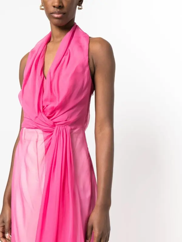 Alberta Ferretti Knotted Halterneck Top