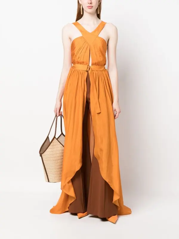 Alberta Ferretti Long Draped Silk Top