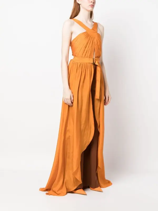 Alberta Ferretti Long Draped Silk Top