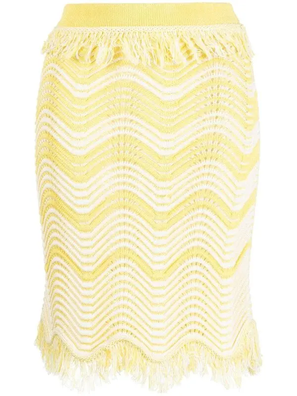 GENNY Fringe-detail Knitted Skirt