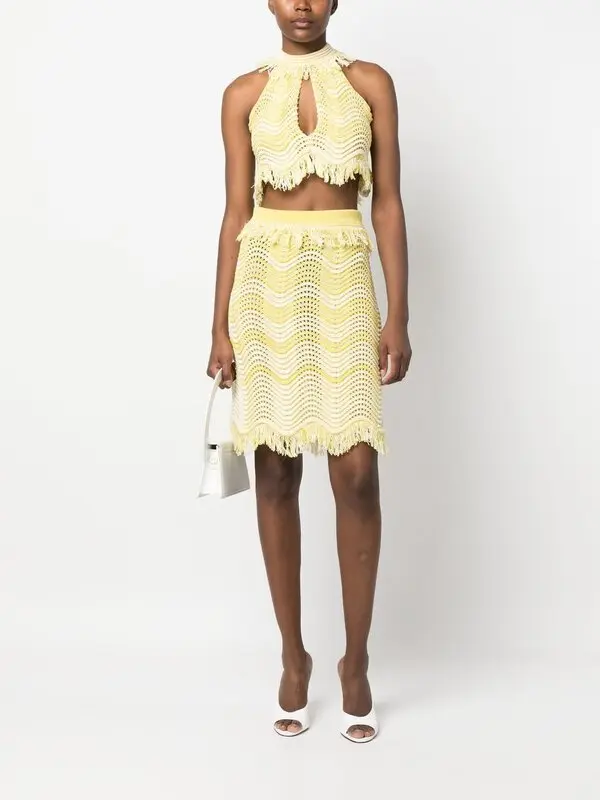 GENNY Fringe-detail Knitted Skirt