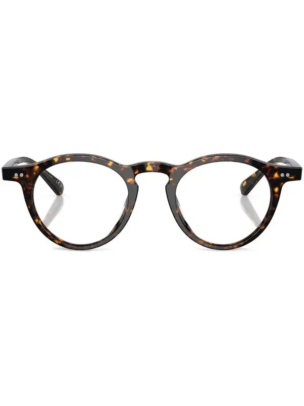 Oliver Spencer Tortoiseshell Club Round-frame Glasses - Green