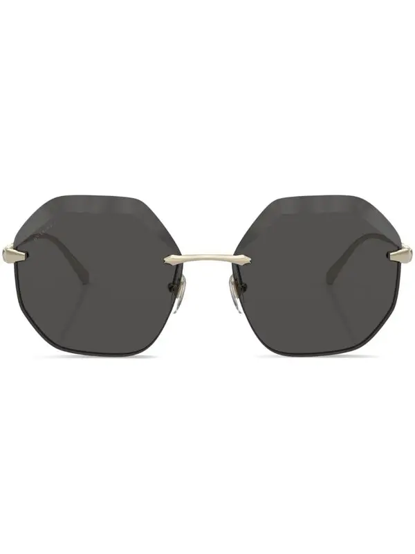Bvlgari Geometric-Frame Engraved-Logo Sunglasses In Gold  display picture 3