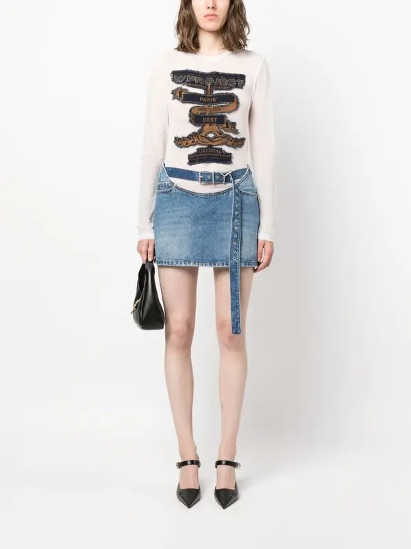 Y/project Belted Denim Miniskirt