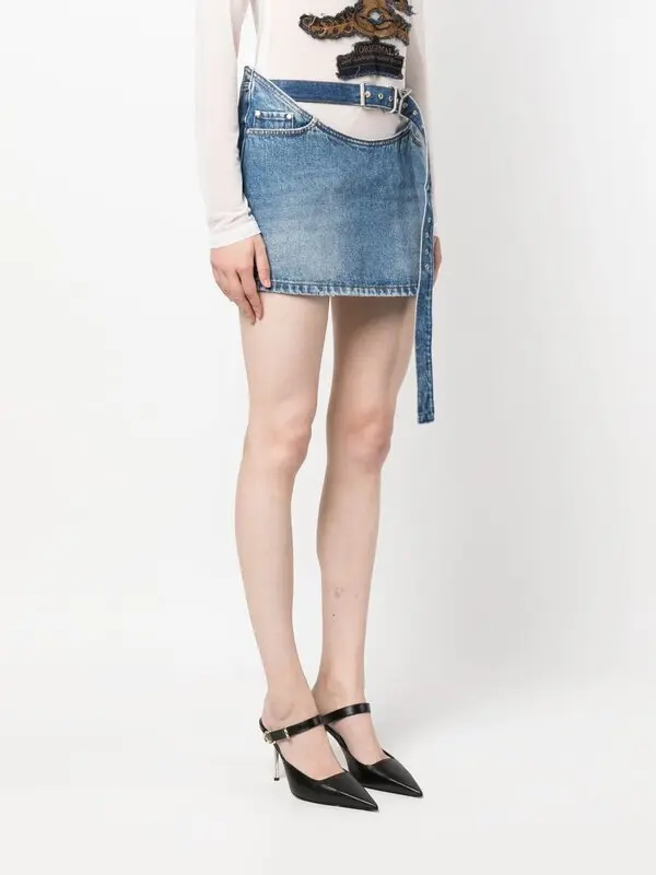 Y/project Belted Denim Miniskirt