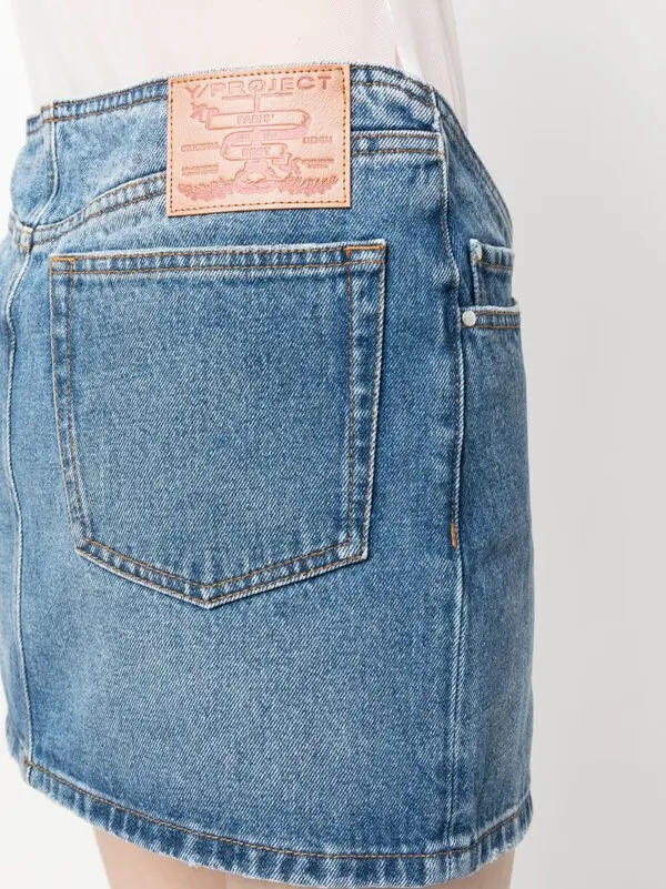 Y/project Belted Denim Miniskirt