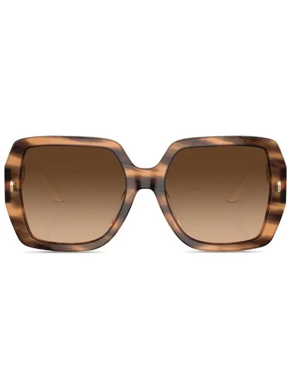 Tory Burch Oversized Frame Logo Sunglasses - 185274 Amber Wood