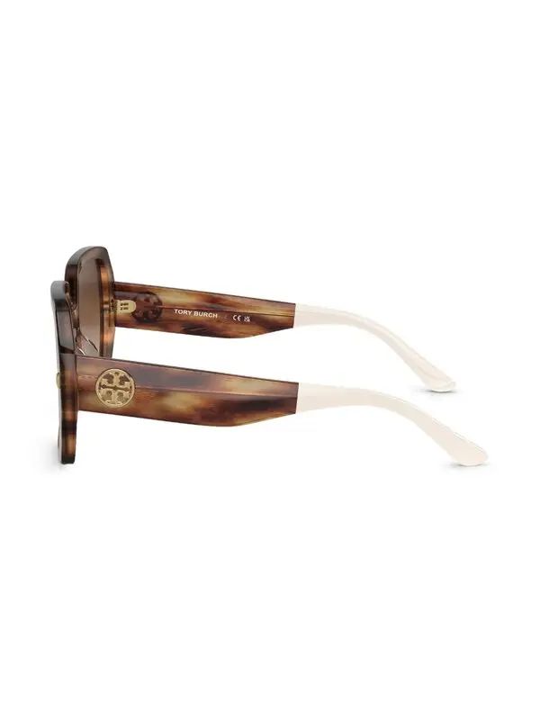 Tory Burch Oversized Frame Logo Sunglasses - 185274 Amber Wood