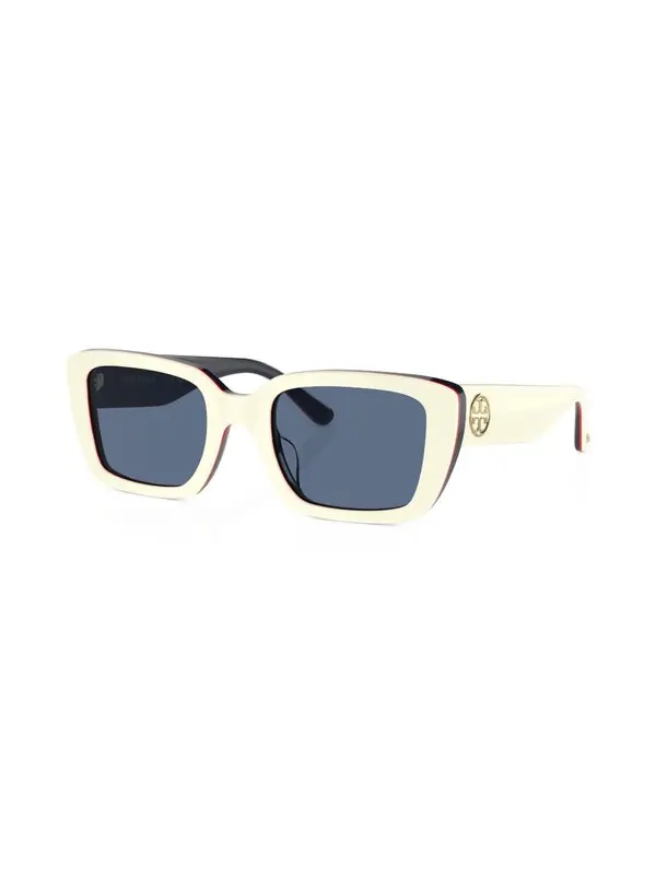 Tory Burch Logo-plaque Cat-eye Sunglasses - 194980 Ivory Red Blue Trilayer