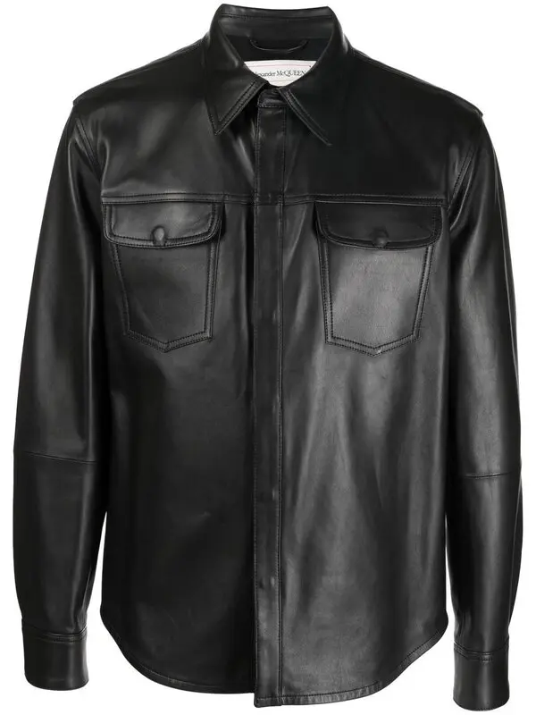 Alexander McQueen Chest-pocket Leather Shirt