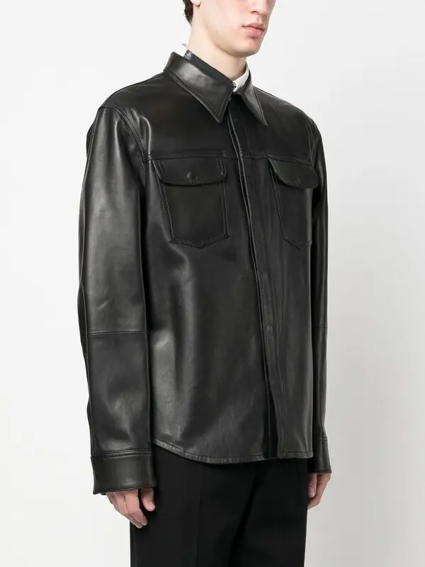 Alexander McQueen Chest-pocket Leather Shirt