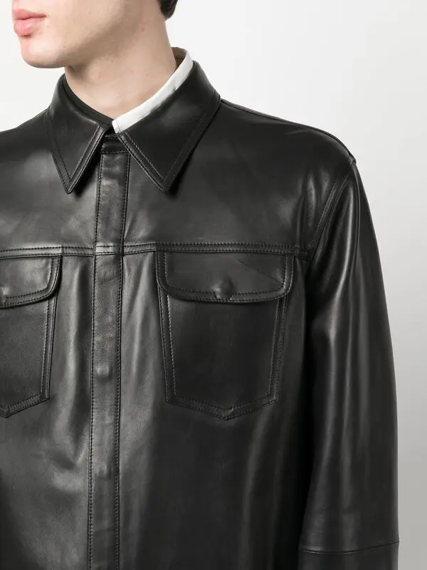 Alexander McQueen Chest-pocket Leather Shirt