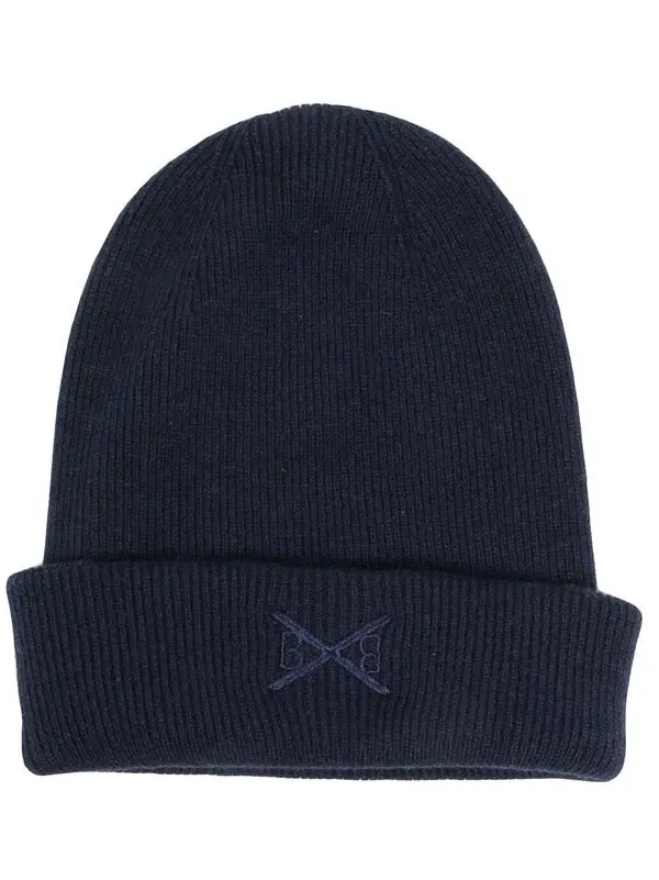 BARRIE Embroidered-logo Knit Beanie - Blue