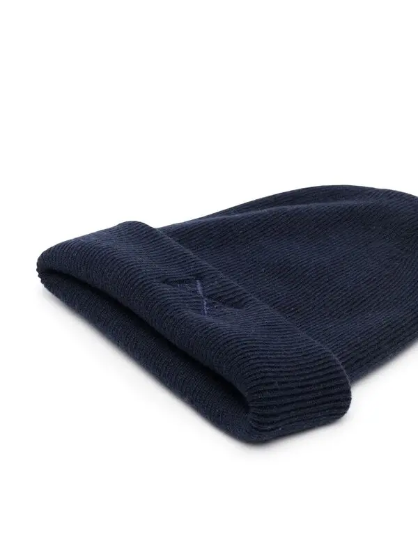 BARRIE Embroidered-logo Knit Beanie - Blue