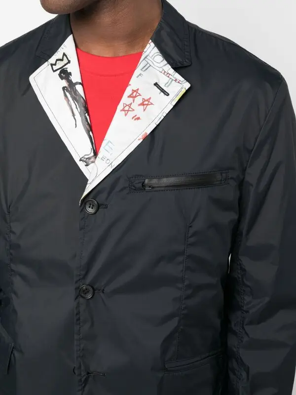 Junya Watanabe Single-breasted Sketch-print Blazer