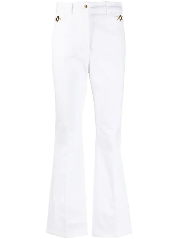 PATOU Logo-embroidered Flared Jeans - White