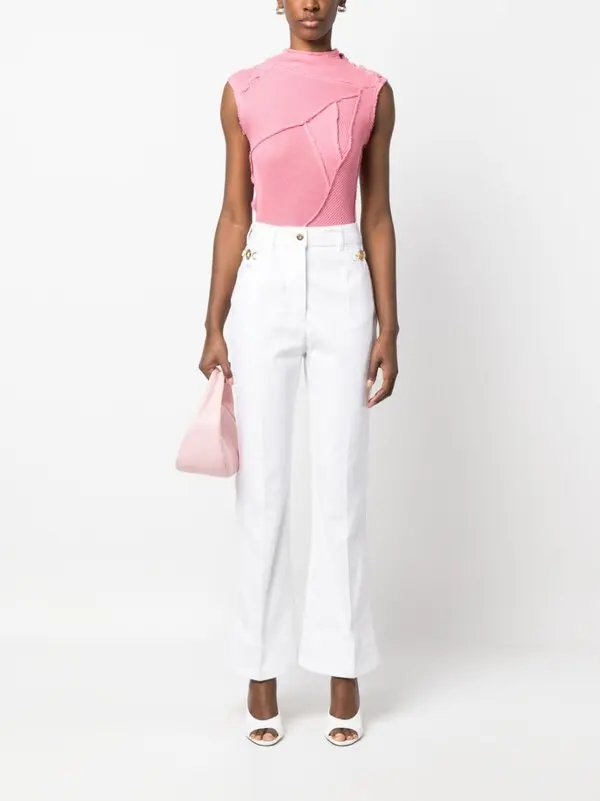 PATOU Logo-embroidered Flared Jeans - White