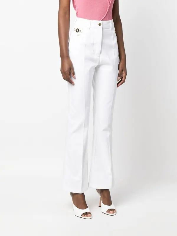 PATOU Logo-embroidered Flared Jeans - White