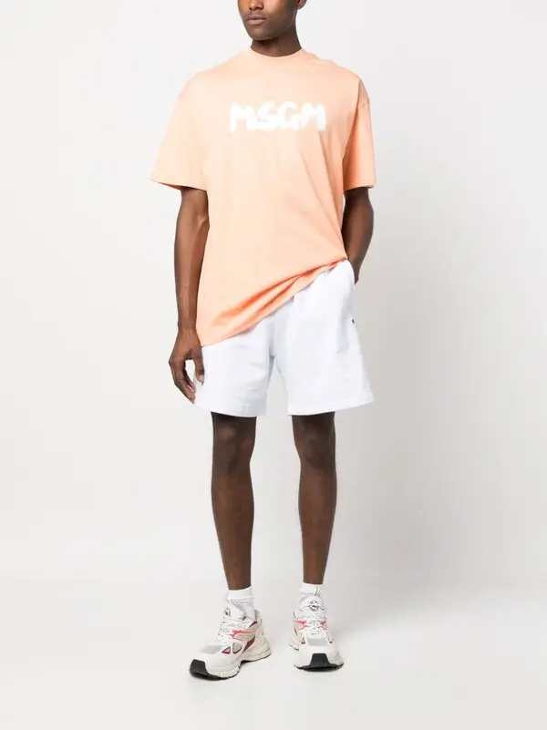 MSGM Logo-print Cotton Shorts - White