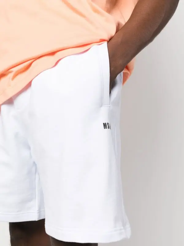 MSGM Logo-print Cotton Shorts - White
