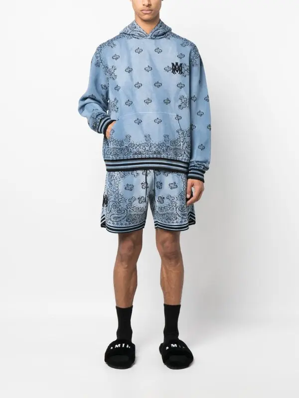 Amiri Paisley-print Embroidered Logo Deck Shorts