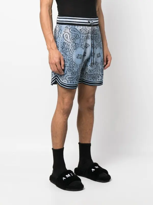 Amiri Paisley-print Embroidered Logo Deck Shorts