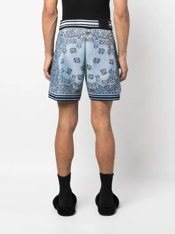 Amiri Paisley-print Embroidered Logo Deck Shorts