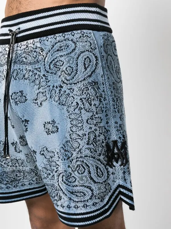 Amiri Paisley-print Embroidered Logo Deck Shorts