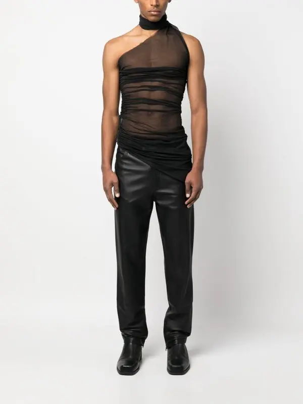 LUDOVIC DE SAINT SERNIN Sheer Asymmetric Halterneck Top