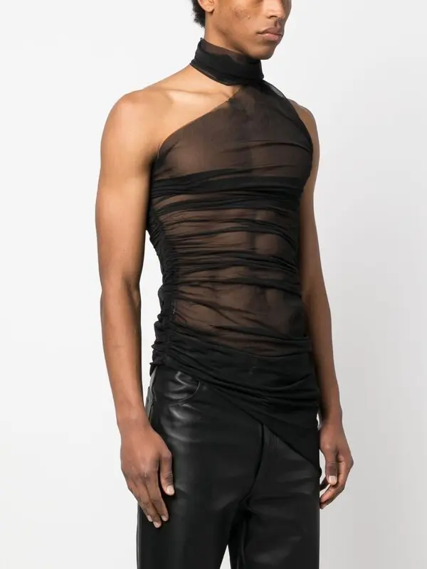 LUDOVIC DE SAINT SERNIN Sheer Asymmetric Halterneck Top