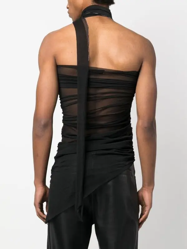 LUDOVIC DE SAINT SERNIN Sheer Asymmetric Halterneck Top