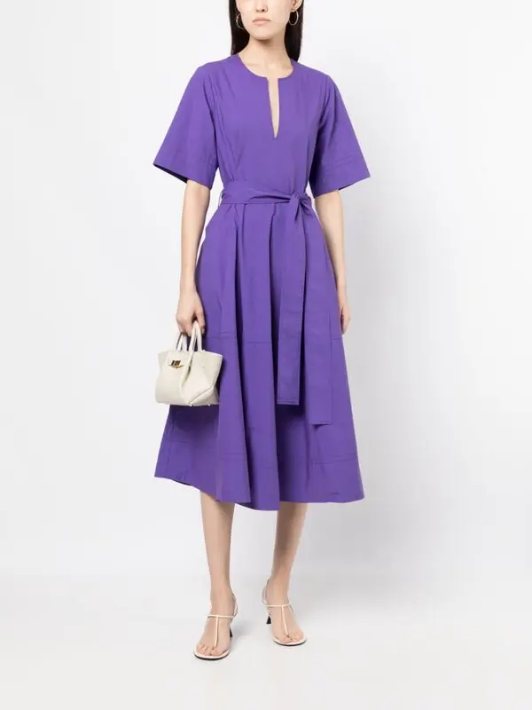 P.A.R.O.S.H Flared Cotton Midi Dress In Purple - 61% Off | Editorialist